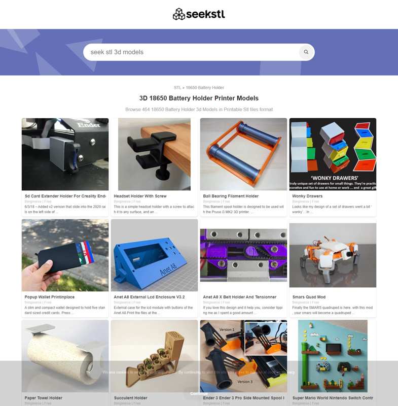 18650 Battery Holder 3D Printer Files - STL 3D Models - SeekStl