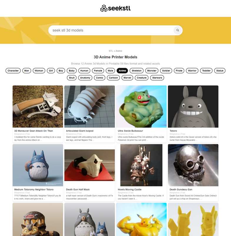 Anime 3D Printer Files - STL 3D Models - SeekStl - Page 2