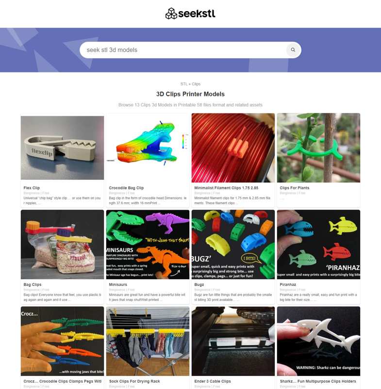 Clips 3D Printer Files - STL 3D Models - SeekStl