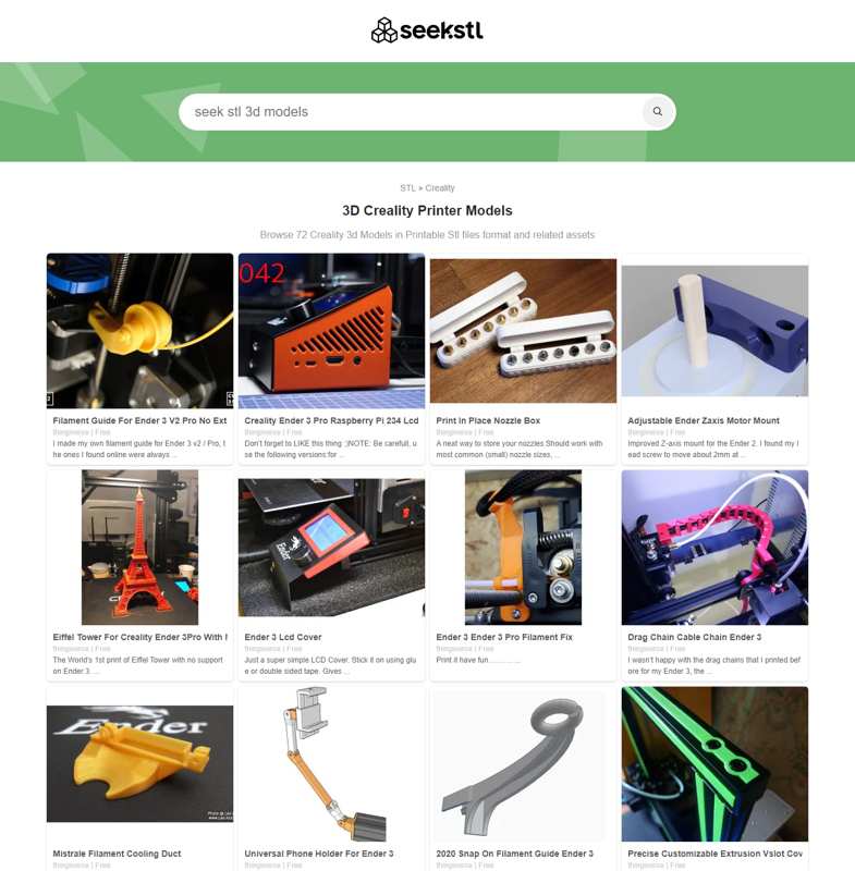 Creality 3D Printer Files - STL 3D Models - SeekStl