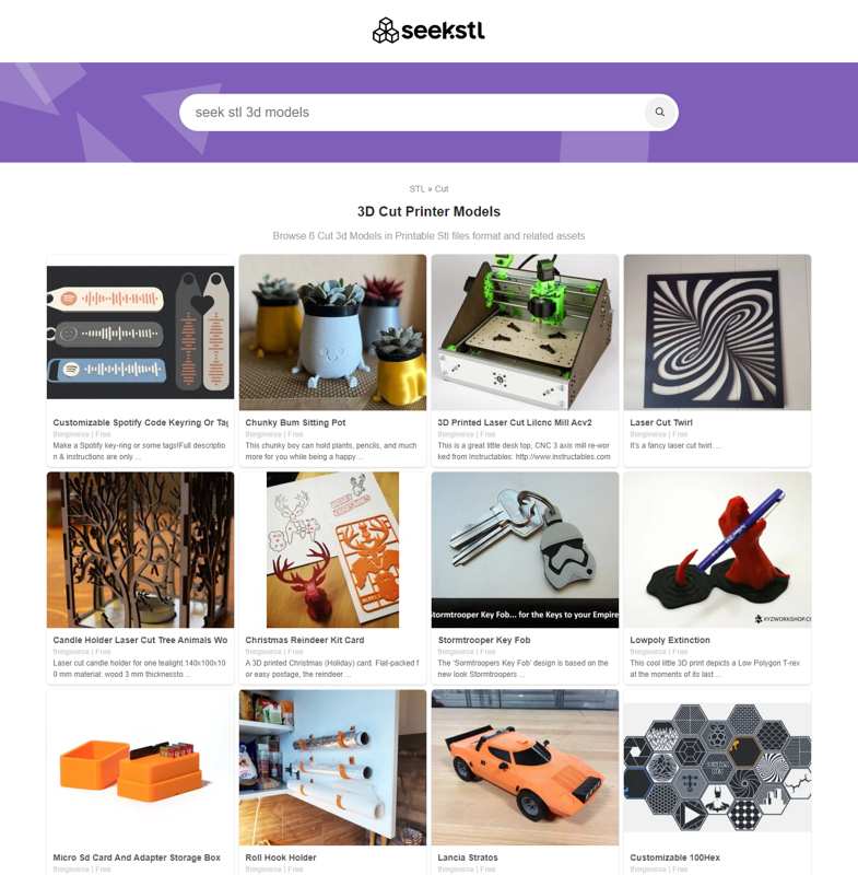 Cut 3D Printer Files - STL 3D Models - SeekStl