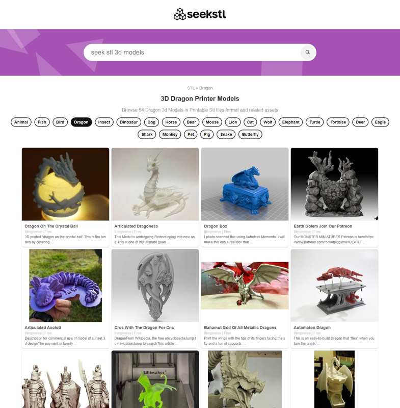 Dragon 3D Printer Files - STL 3D Models - SeekStl