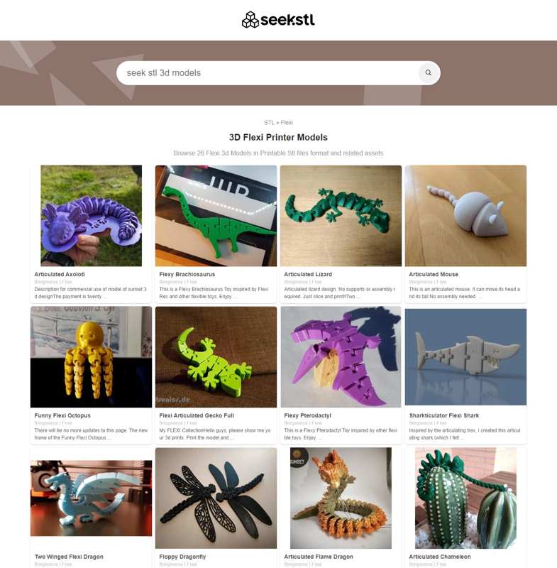 Flexi 3D Printer Files - STL 3D Models - SeekStl