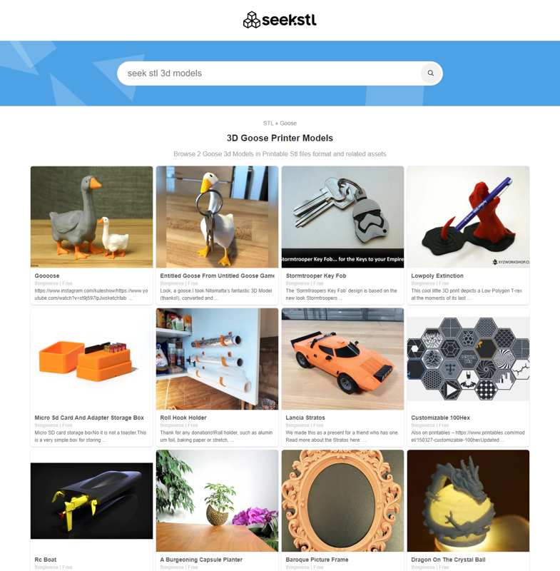 Goose 3D Printer Files - STL 3D Models - SeekStl