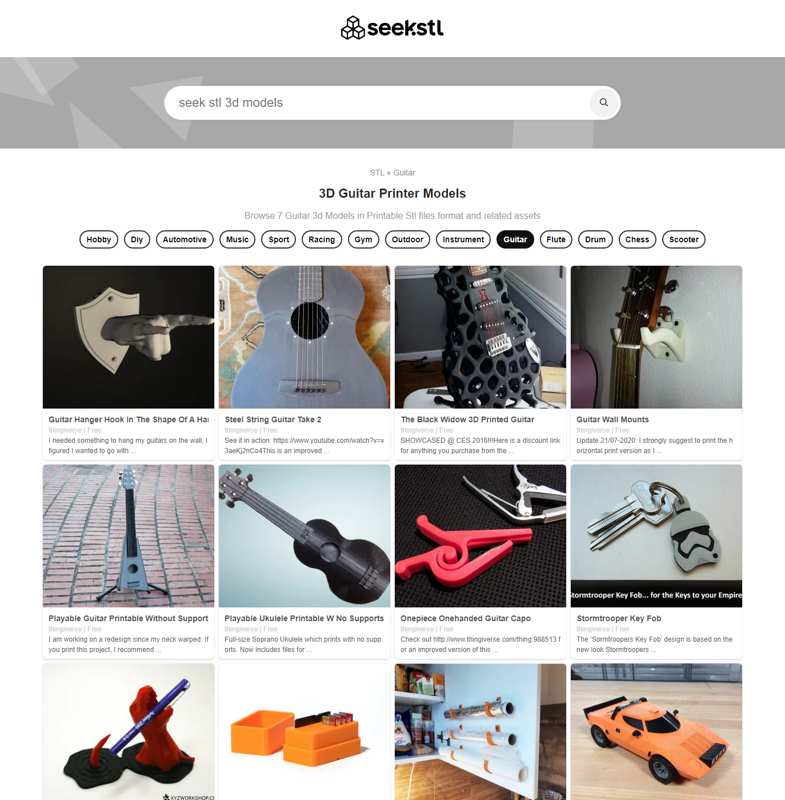 Guitar 3D Printer Files - STL 3D Models - SeekStl