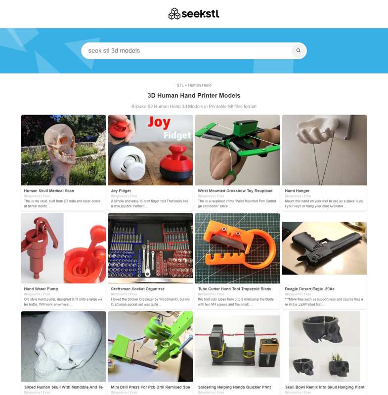 Human Hand 3D Printer Files - STL 3D Models - SeekStl
