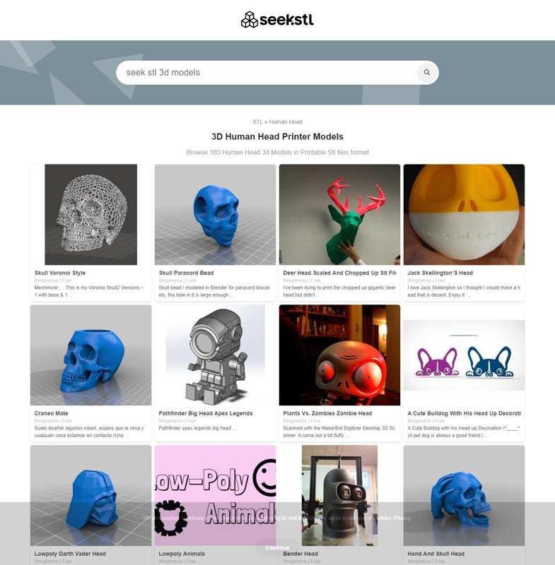 Human Head 3D Printer Files - STL 3D Models - SeekStl