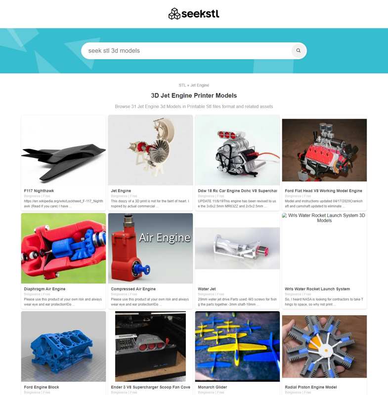 Jet Engine 3D Printer Files - STL 3D Models - SeekStl