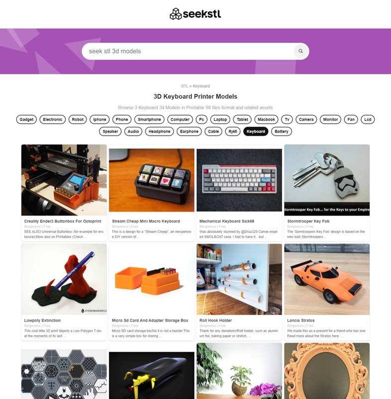 Keyboard 3D Printer Files - STL 3D Models - SeekStl
