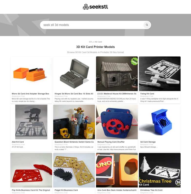 Kit Card 3D Printer Files - STL 3D Models - SeekStl