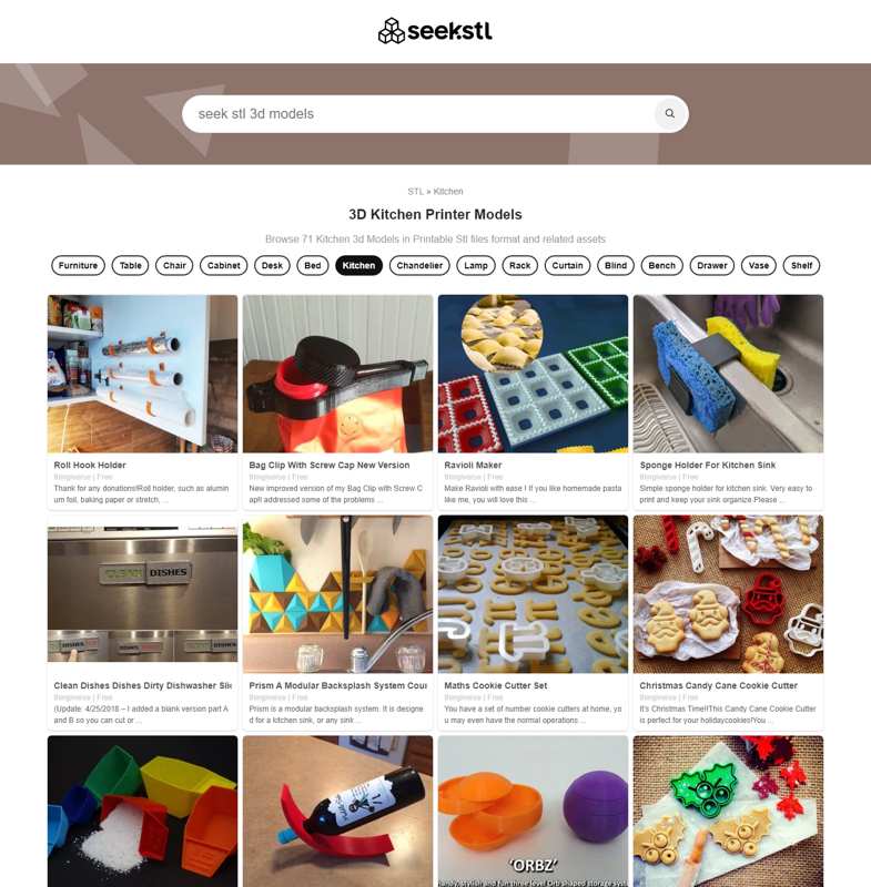 Kitchen 3D Printer Files - STL 3D Models - SeekStl