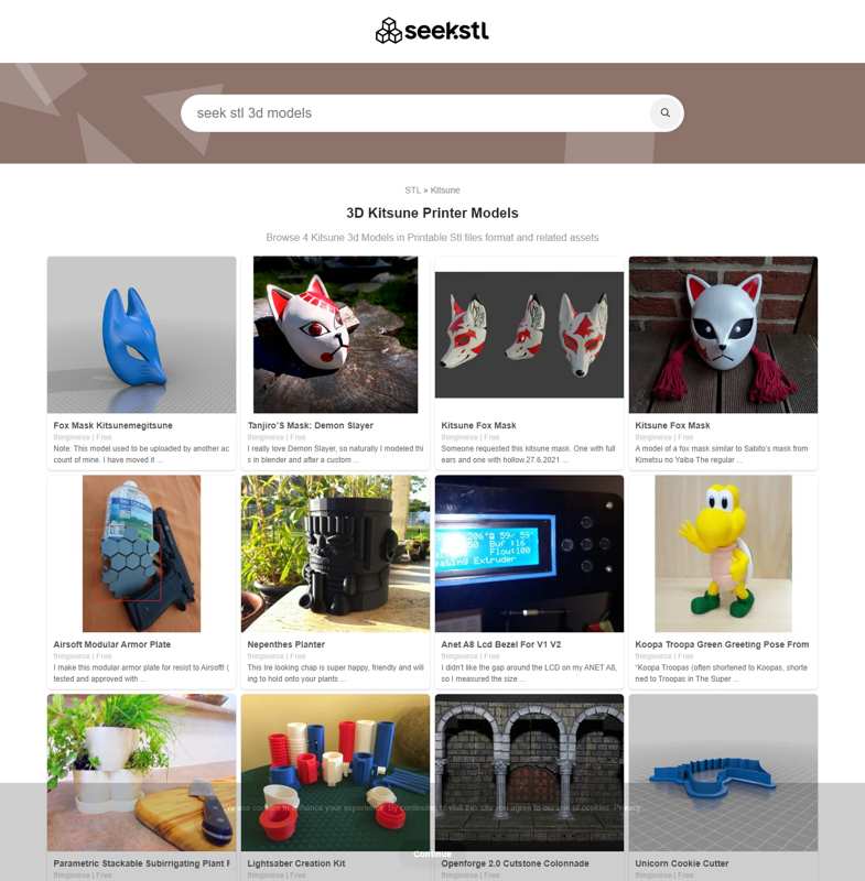 Kitsune 3D Printer Files - STL 3D Models - SeekStl