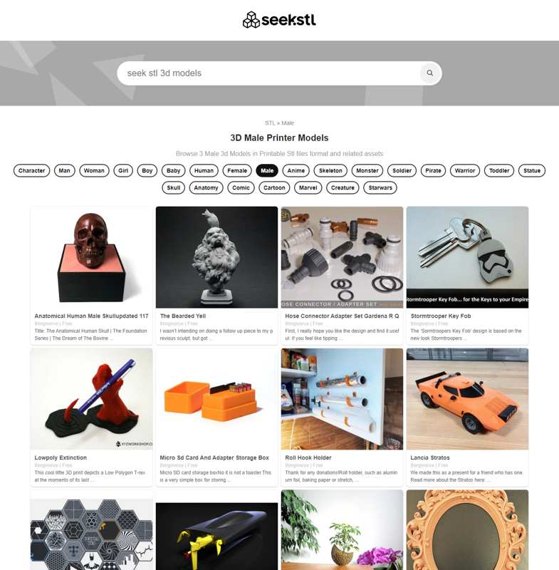 Male 3D Printer Files - STL 3D Models - SeekStl