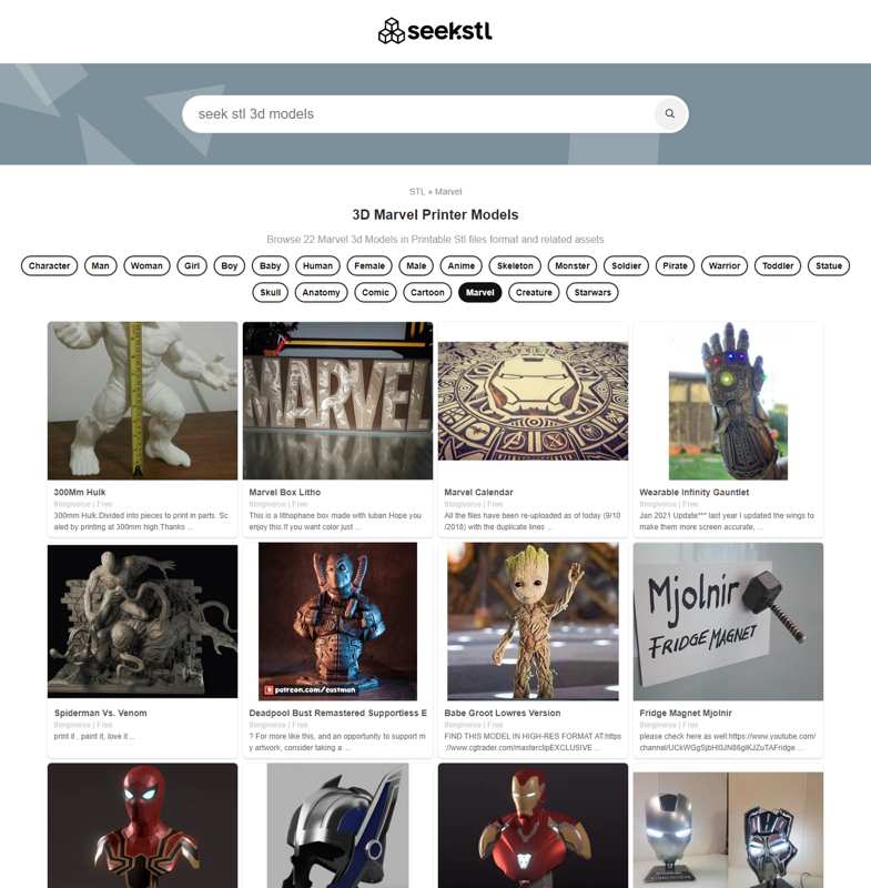 Marvel 3D Printer Files - STL 3D Models - SeekStl - Page 6