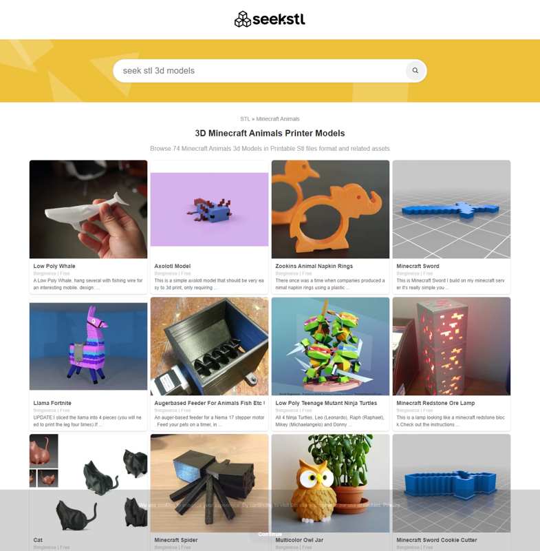 Minecraft Animals 3D Printer Files - STL 3D Models - SeekStl