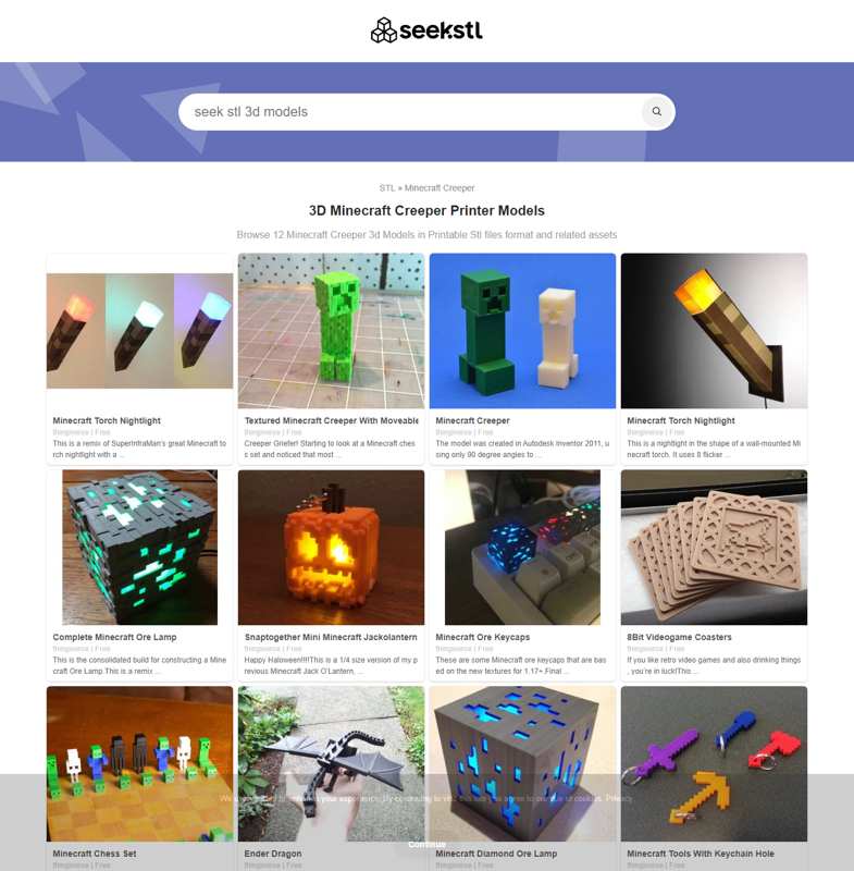 Minecraft Creeper 3D Printer Files - STL 3D Models - SeekStl