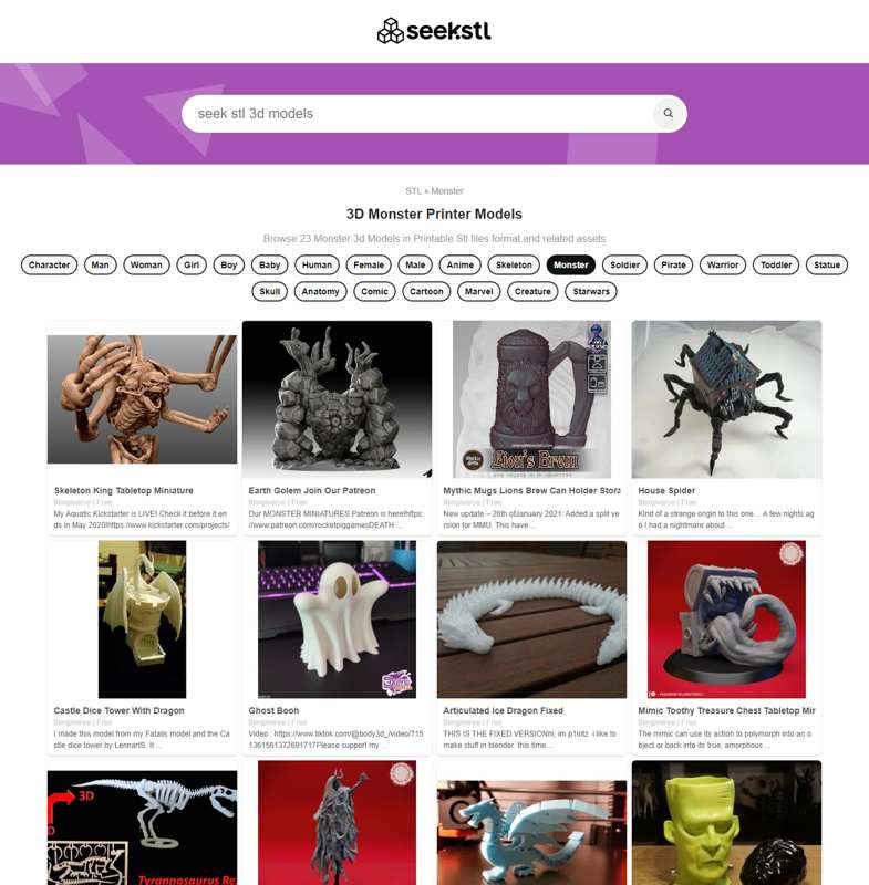 Monster 3D Printer Files - STL 3D Models - SeekStl