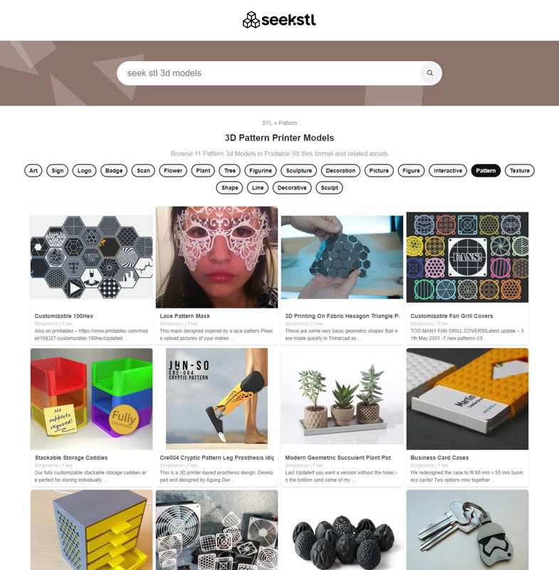 Pattern 3D Printer Files - STL 3D Models - SeekStl