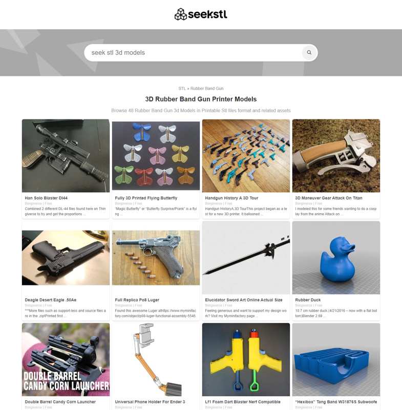 Rubber Band Gun 3D Printer Files - STL 3D Models - SeekStl