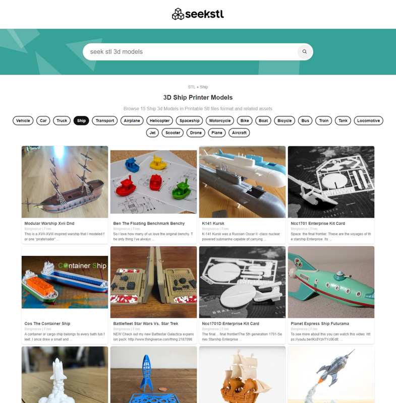 Ship 3D Printer Files - STL 3D Models - SeekStl