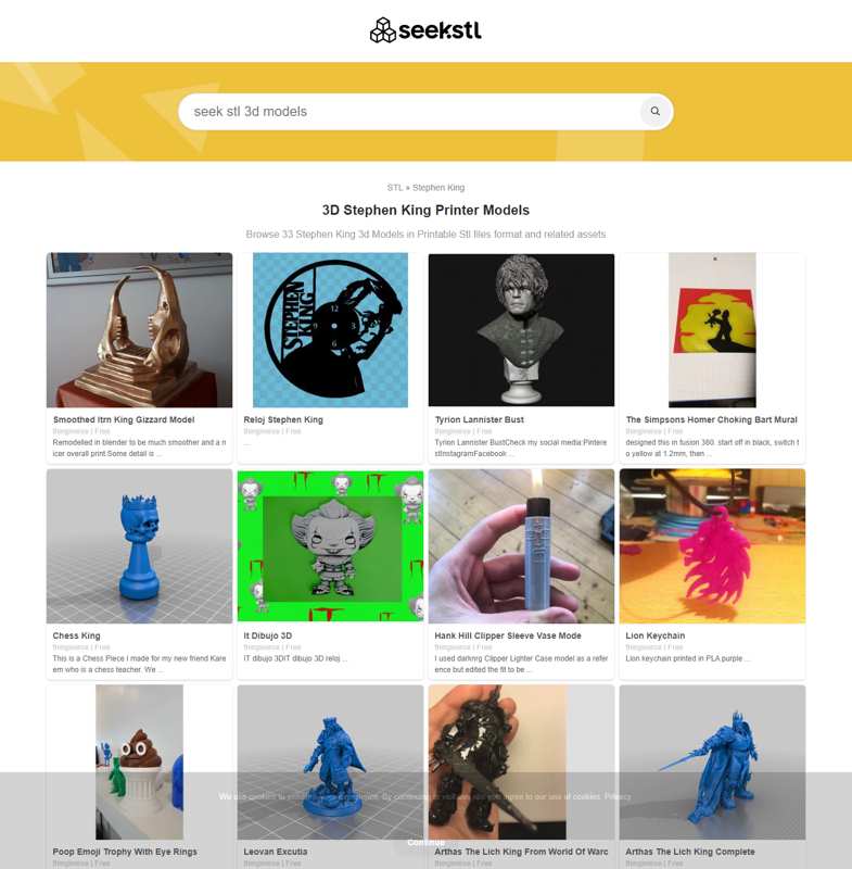 Stephen King 3D Printer Files - STL 3D Models - SeekStl