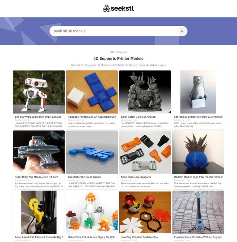 Supports 3D Printer Files - STL 3D Models - SeekStl