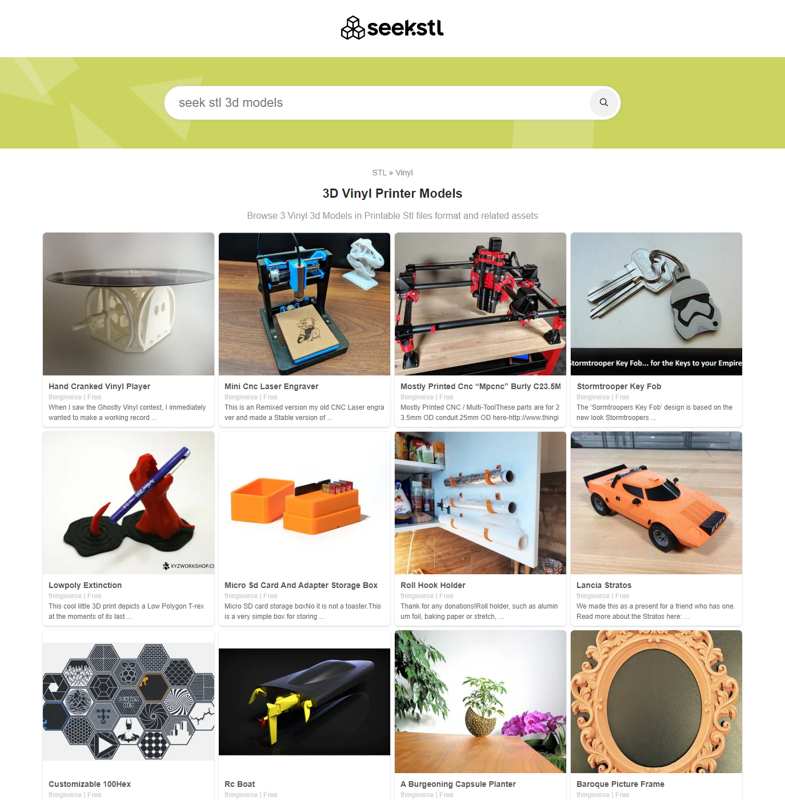 Vinyl 3D Printer Files - STL 3D Models - SeekStl